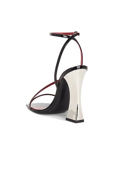 Saint Laurent Zora Sandal In Black Leather With Silver-tone Heel - Nero