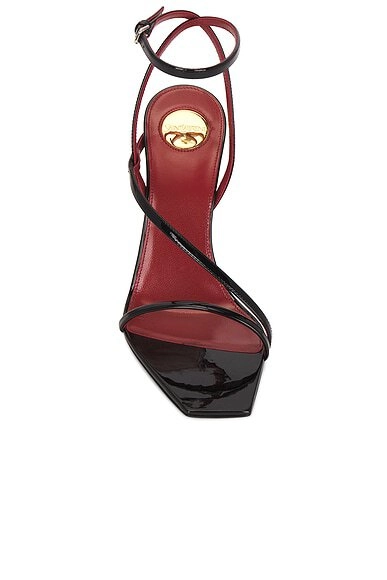 Saint Laurent Zora Sandal In Black Leather With Silver-tone Heel - Nero