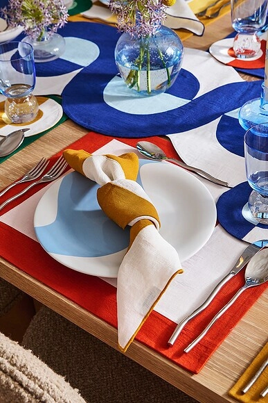 MISETTE Linen Embroidered Napkins Set Of 4 - Amber