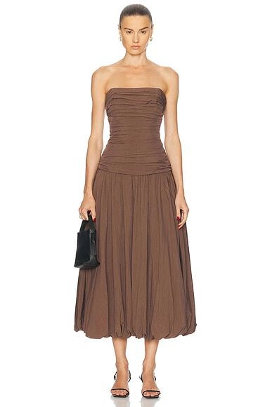 NICHOLAS Strapless Midi Dress - Chocolate