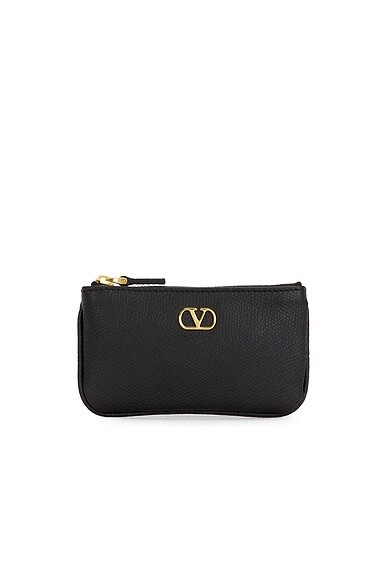 Valentino Garavani V Logo Signature Coin Purse - Nero