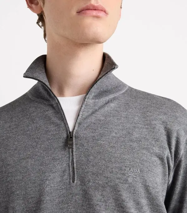 Prada Cashmere-silk Quarter-zip Sweater