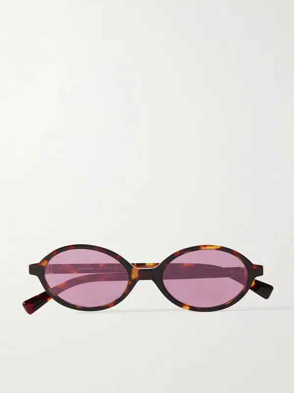 Miu Miu Oval-frame Acetate Sunglasses - Tortoiseshell