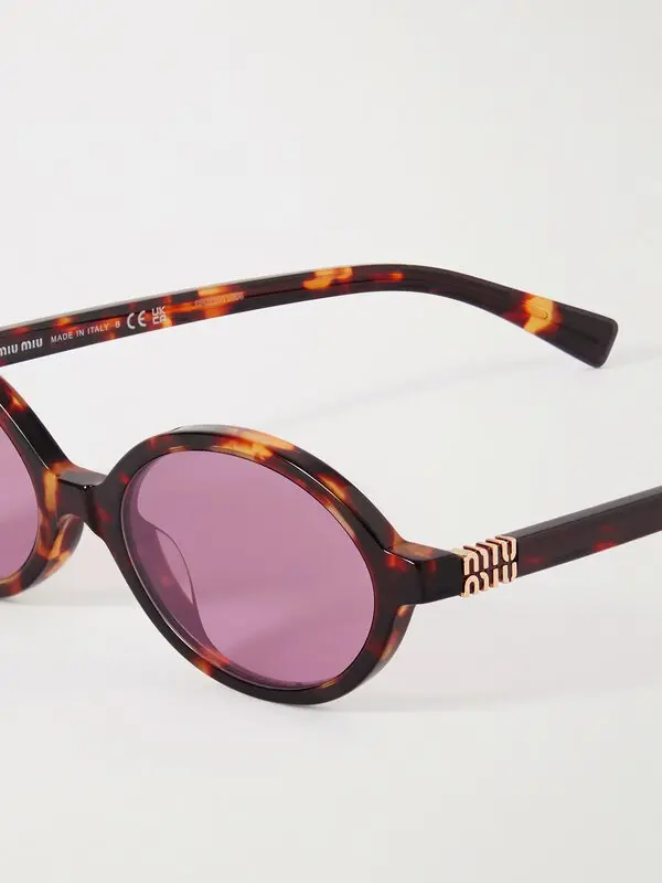 Miu Miu Oval-frame Acetate Sunglasses - Tortoiseshell