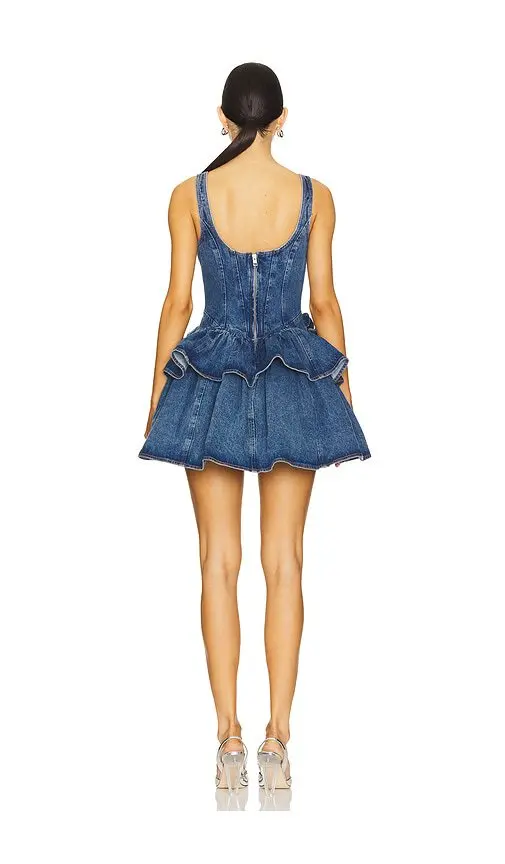 AKNVAS Devyn Saxe Denim Ruffle Dress In . Also