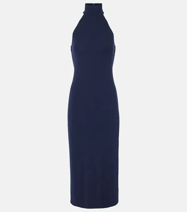 Polo Ralph Lauren High Neck Jersey Maxi Dress - Blue