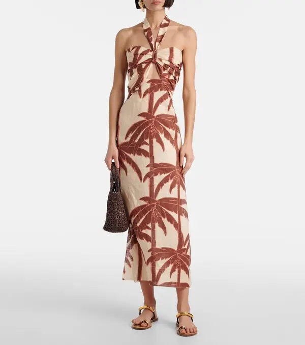 Johanna Ortiz Water Adventure Printed Linen Maxi Dress
