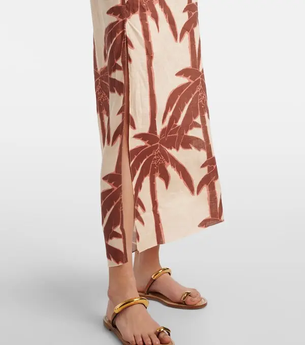 Johanna Ortiz Water Adventure Printed Linen Maxi Dress