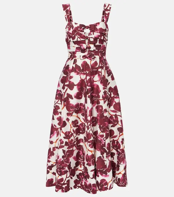 Rebecca Vallance Nerissa Floral Midi Dress - Red
