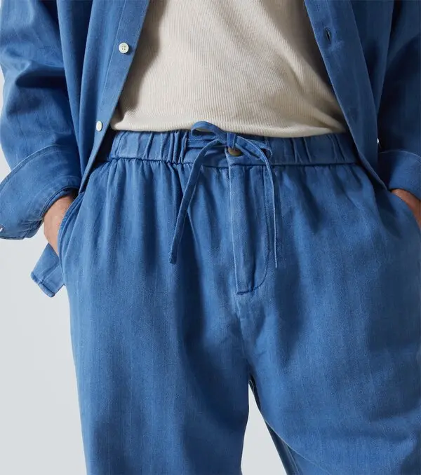 Frescobol Carioca Rocha Herringbone Cotton Twill Wide-leg Pants