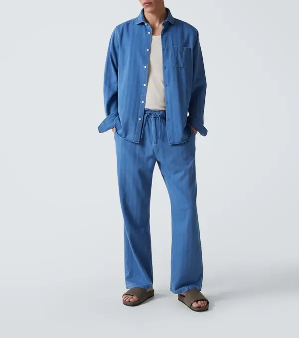 Frescobol Carioca Rocha Herringbone Cotton Twill Wide-leg Pants