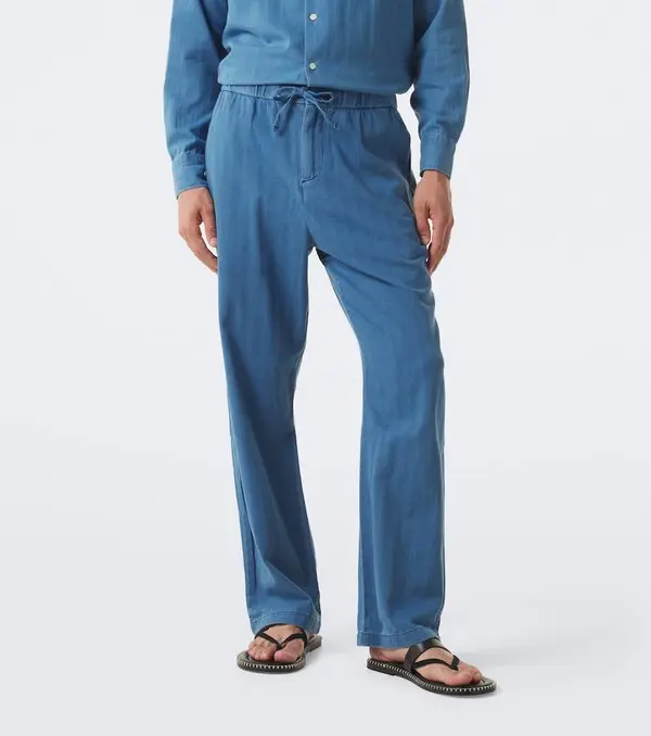 Frescobol Carioca Rocha Herringbone Cotton Twill Wide-leg Pants