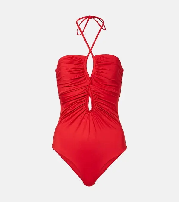 Johanna Ortiz Coral Reef Gathered Swimsuit - Red