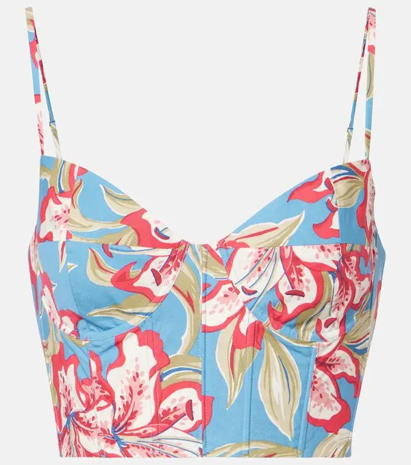 Polo Ralph Lauren Floral Cropped Cotton Bustier Top - Multicoloured