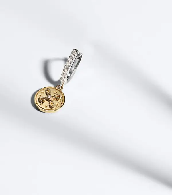 FOUNDRAE True Love Mini 18kt Yellow And White Single Earring With Diamonds