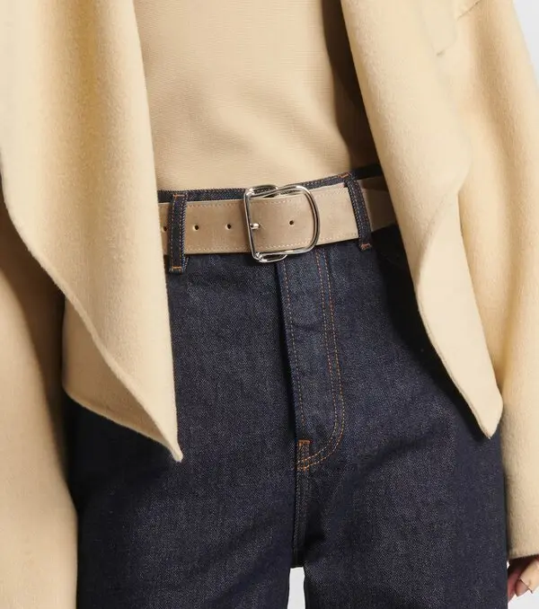 TOTEME Suede Belt With Silver Tone Buckle - Brown