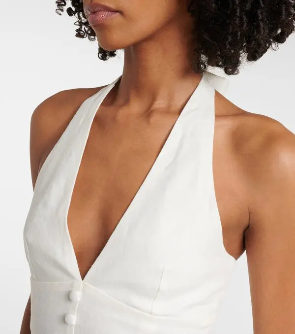 Faithfull The Brand Marie Shirred Halterneck Linen Top