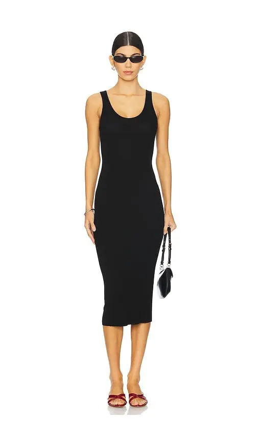 Enza Costa Silk Knit Tank Midi Dress - Black