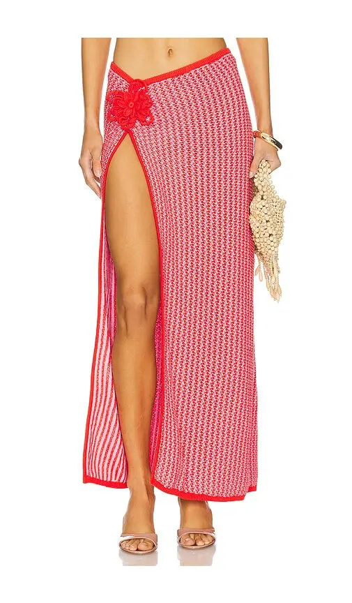 Devon Windsor Magnolia Crochet Skirt - Red