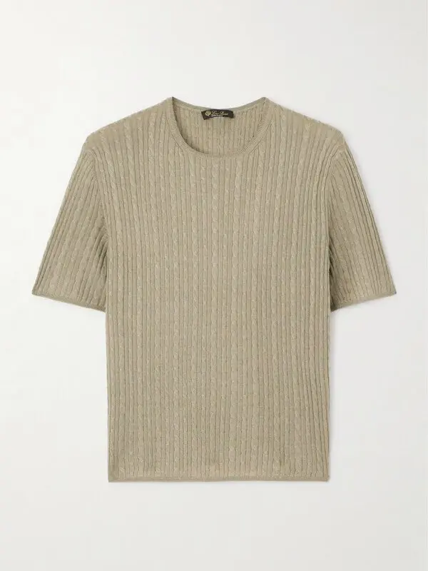 Loro Piana Rimella Cable-knit T-shirt - Green