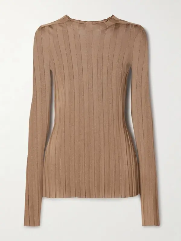 Khaite Cosette Ribbed-knit Top - Brown