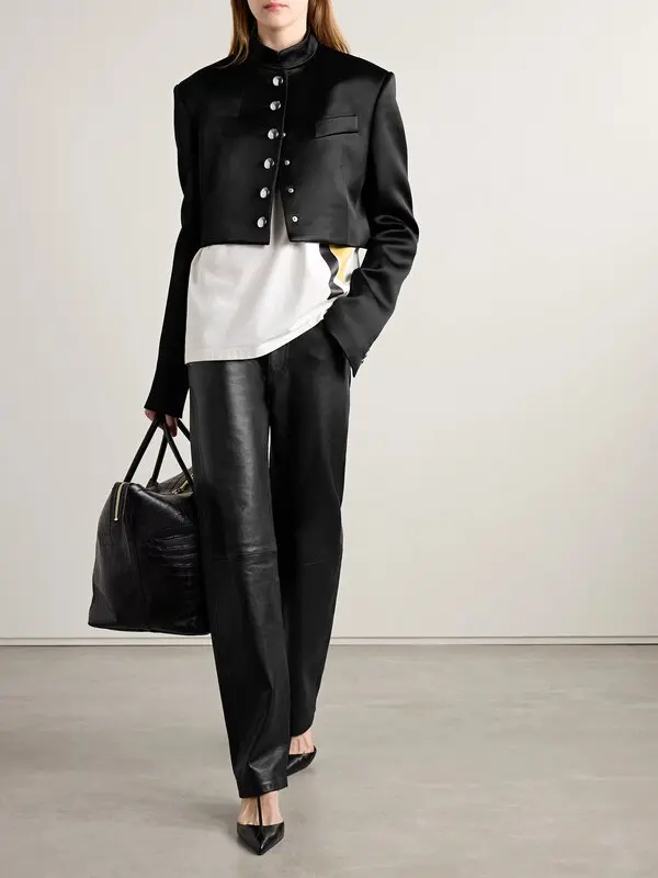 Khaite Samuelson Cropped Duchesse-satin Jacket