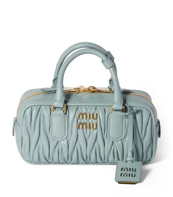Miu Miu Matelassé Leather Arcadie Top-handle Bag - Green