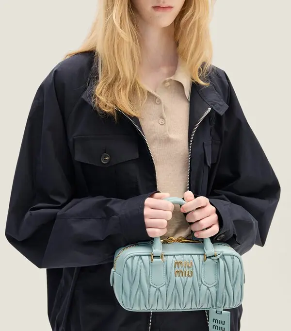 Miu Miu Matelassé Leather Arcadie Top-handle Bag - Green