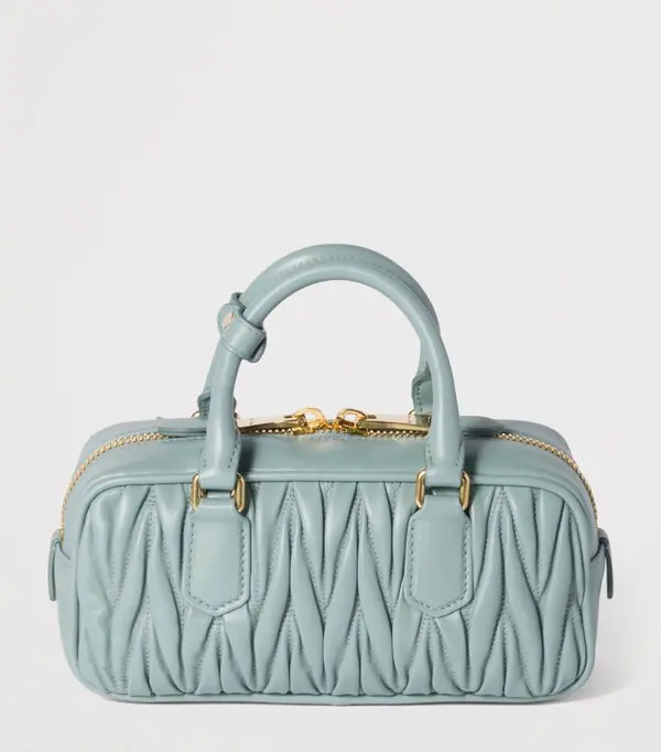 Miu Miu Matelassé Leather Arcadie Top-handle Bag - Green