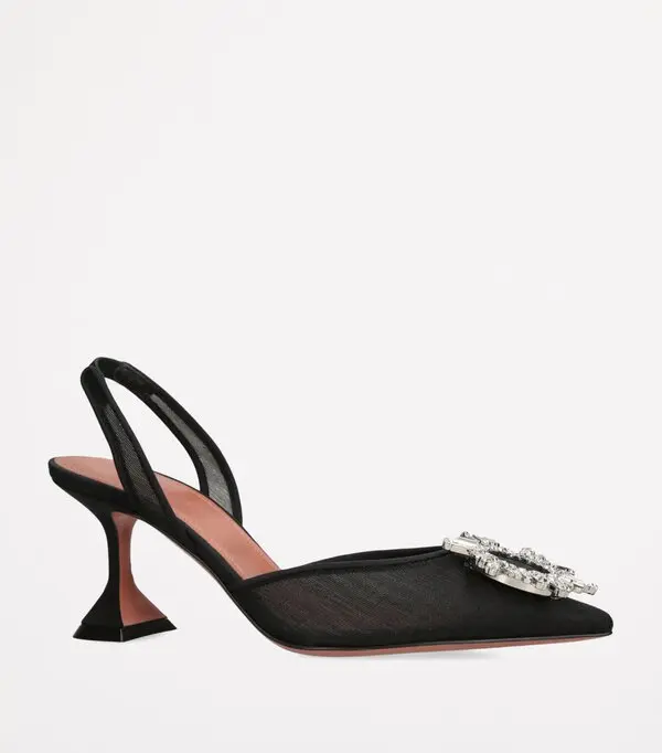 Amina Muaddi Mesh Begum Slingback Pumps