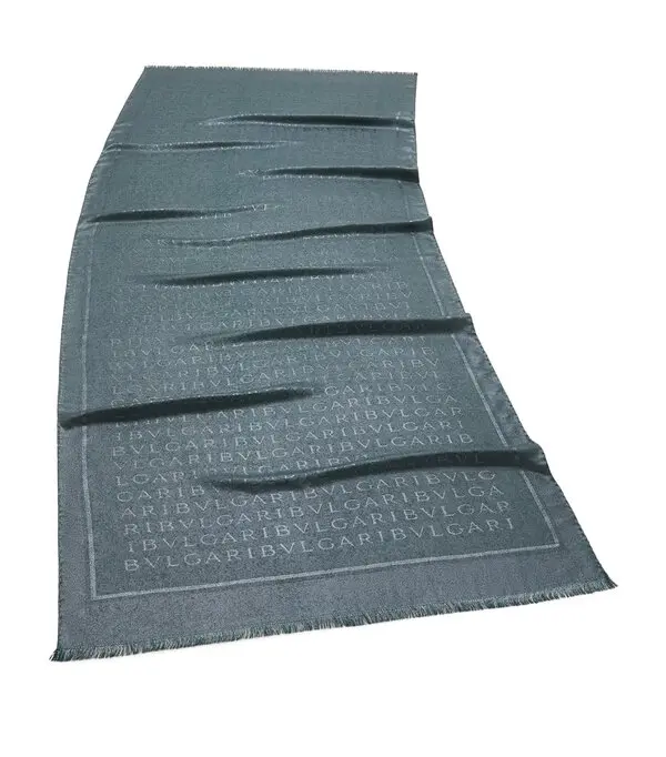 BVLGARI Silk-wool Logo Scarf - Green