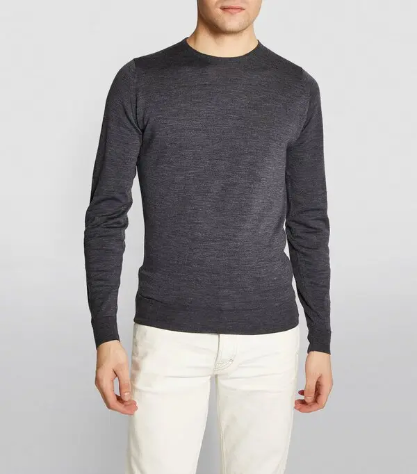 John Smedley Lundy Fine Knit Merino Wool Sweater - Grey