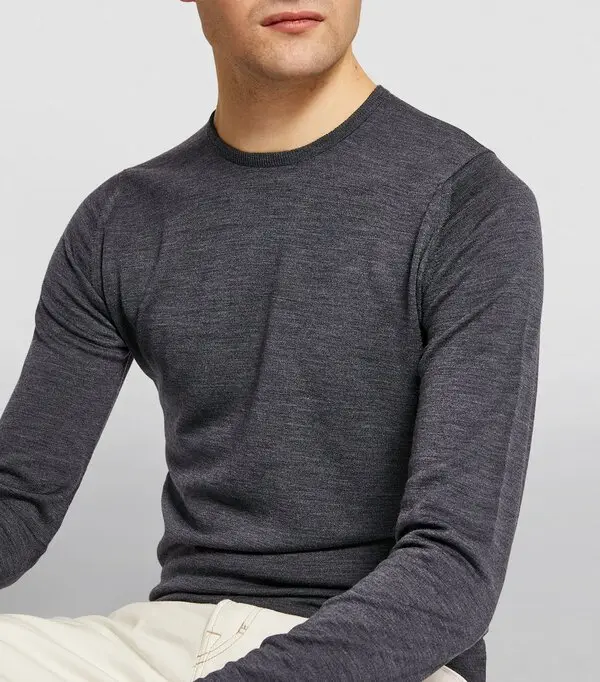 John Smedley Lundy Fine Knit Merino Wool Sweater - Grey