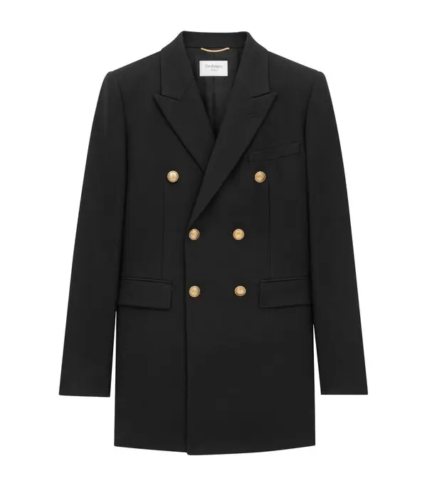 Saint Laurent Virgin Wool Double-breasted Blazer With Gold-tone Buttons