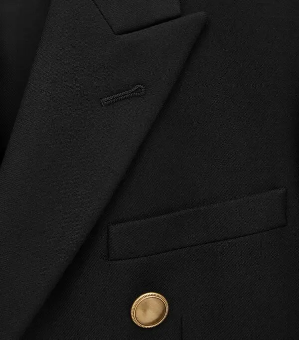 Saint Laurent Virgin Wool Double-breasted Blazer With Gold-tone Buttons