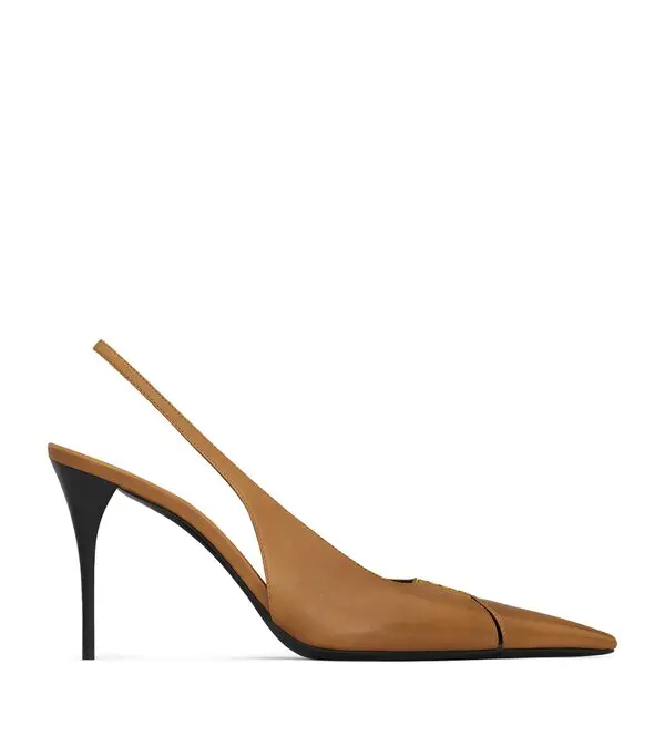 Saint Laurent Babylone Slingback Pumps 90 - Brown