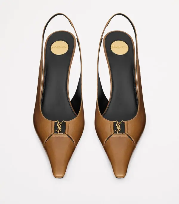 Saint Laurent Babylone Slingback Pumps 90 - Brown