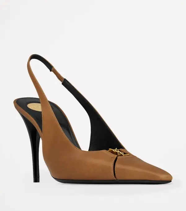 Saint Laurent Babylone Slingback Pumps 90 - Brown