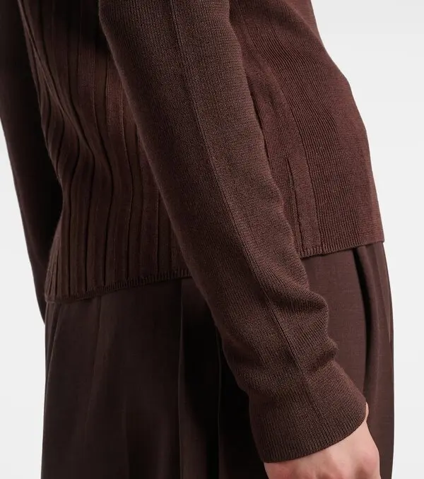 JOSEPH Ribbed-knit Polo Sweater - Brown