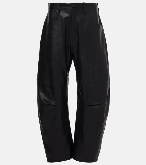 NILI LOTAN Shon Leather Barrel-leg Trousers