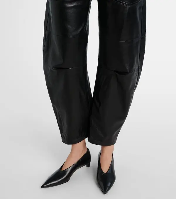 NILI LOTAN Shon Leather Barrel-leg Trousers