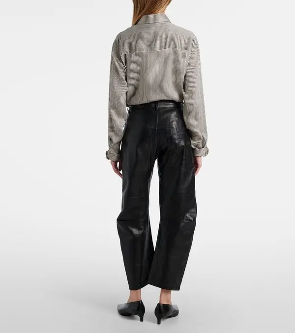 NILI LOTAN Shon Leather Barrel-leg Trousers