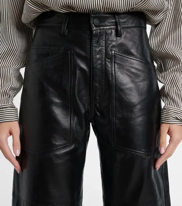 NILI LOTAN Shon Leather Barrel-leg Trousers