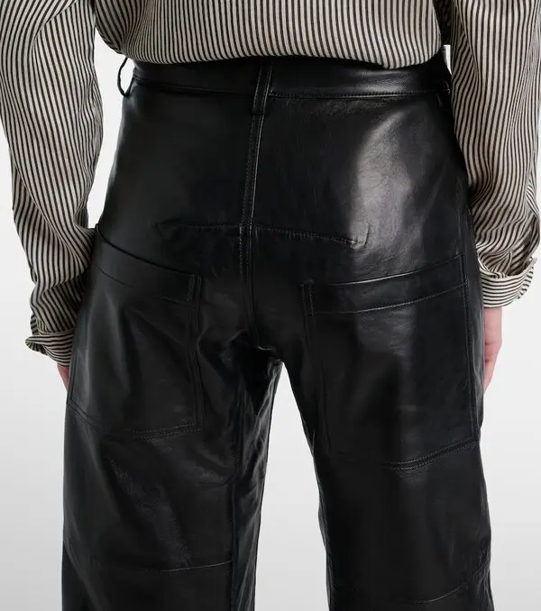 NILI LOTAN Shon Leather Barrel-leg Trousers