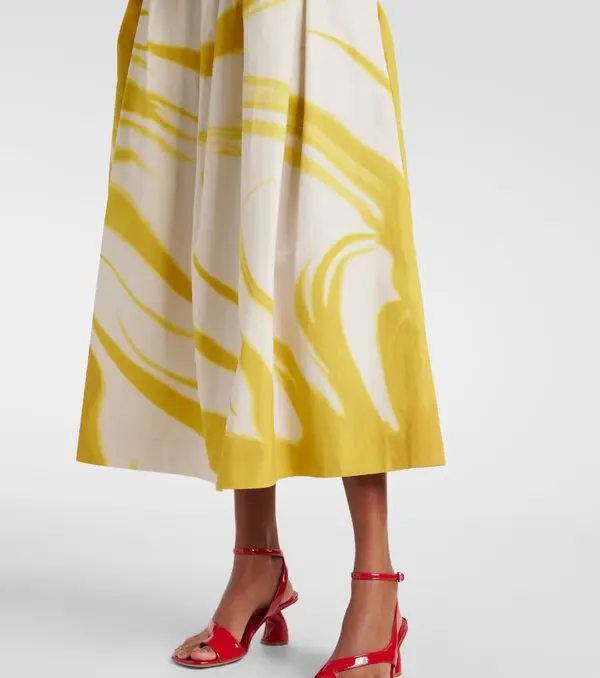 Dries Van Noten Printed Cotton Midi Skirt