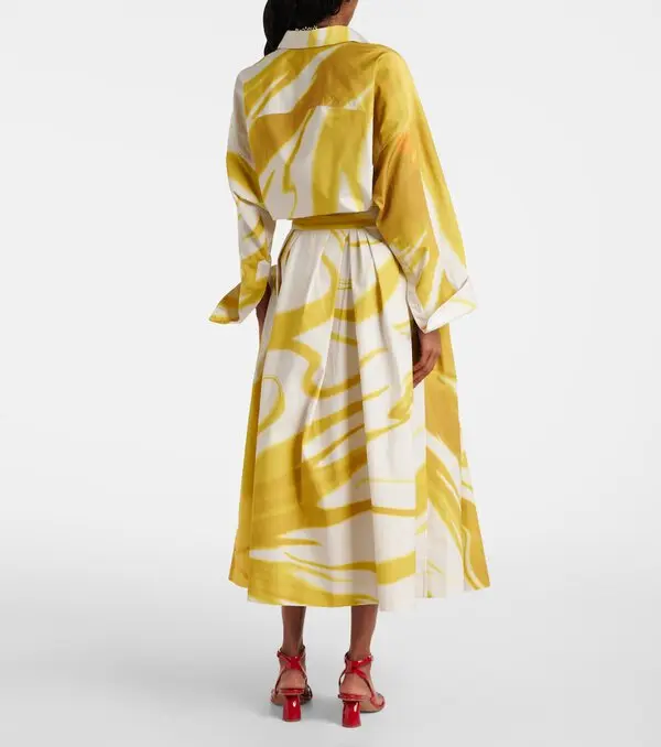 Dries Van Noten Printed Cotton Midi Skirt