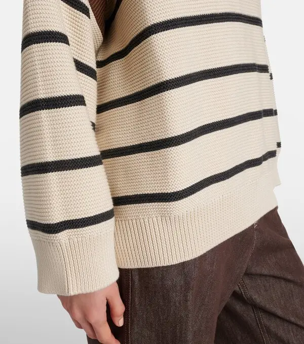 Brunello Cucinelli Striped Cotton Crew Neck Jumper