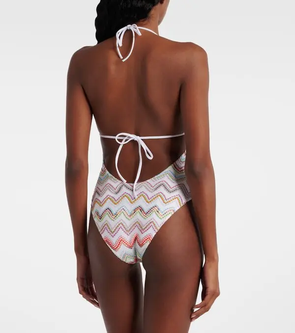 Missoni Zigzag Print Halterneck Swimsuit