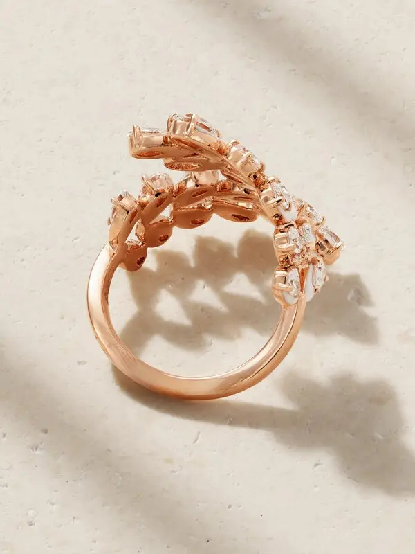 KAMYEN Flora 18-karat Rose Diamond And Enamel Ring