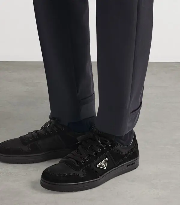 Prada Suede And Re-nylon Downtown Sneakers - Black